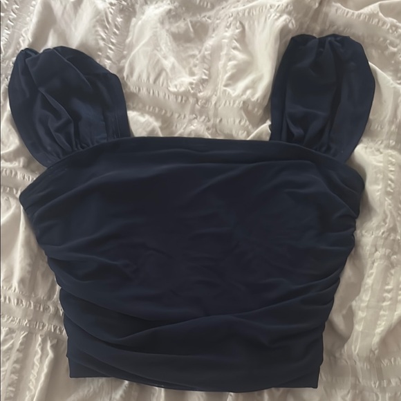 SHEIN | Tops | Shein Blue Ruched Crop Tank Top | Poshmark
